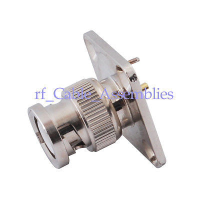 Superbat 10pcs BNC male plug flange with 4 holes Panel Mount Coaxial s ...